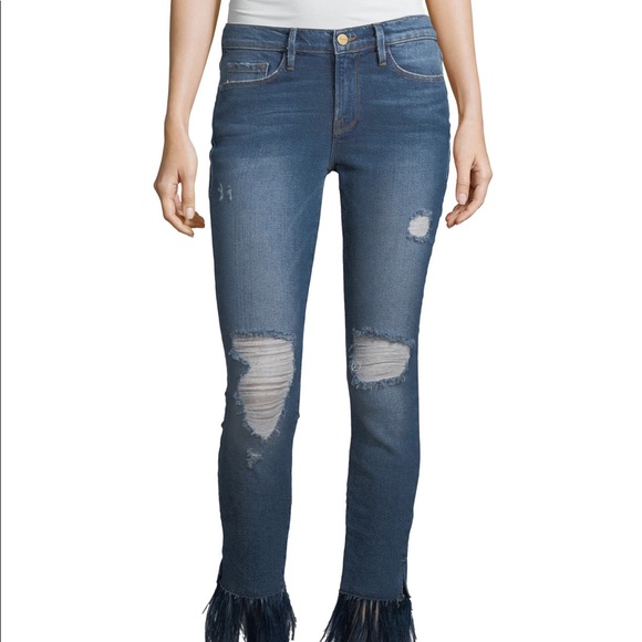 Frame Denim | Jeans | Frame Le Skinny De Jeanne Feather Fringe Jeans ...